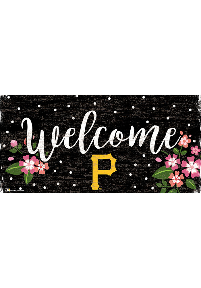 Pittsburgh Pirates Welcome Floral Sign BLACK