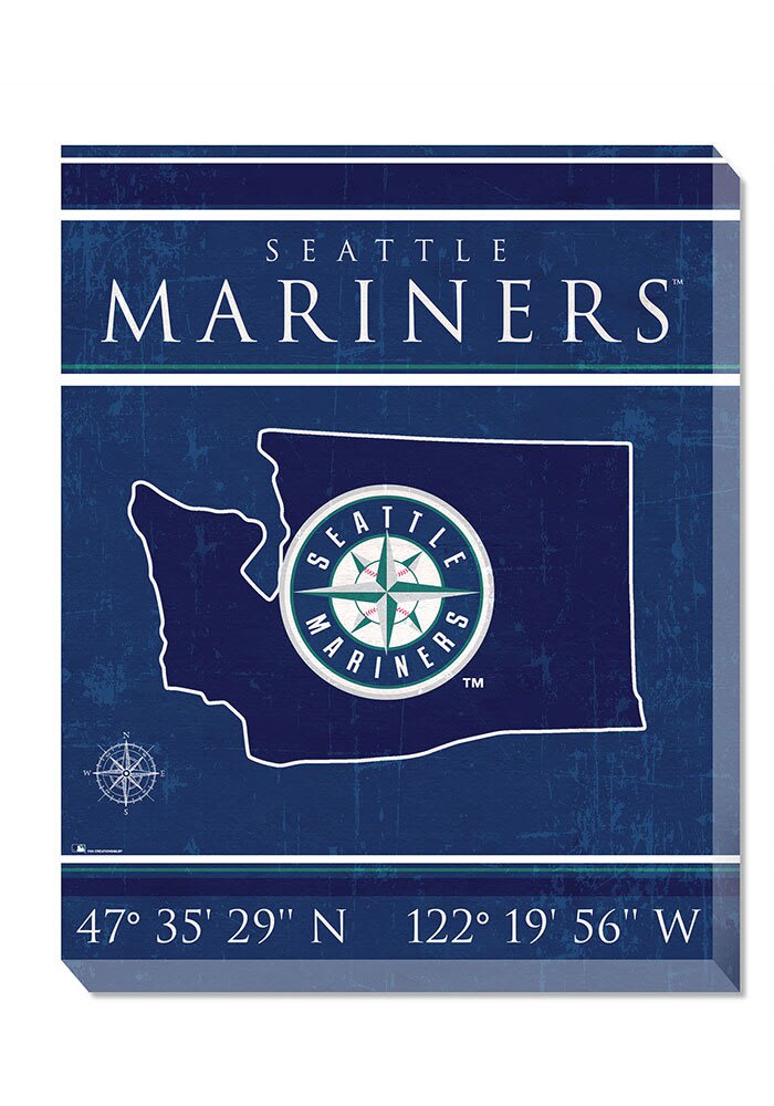 Seattle Mariners NAVY Coordinates 16x20 Wall Art - 32623698