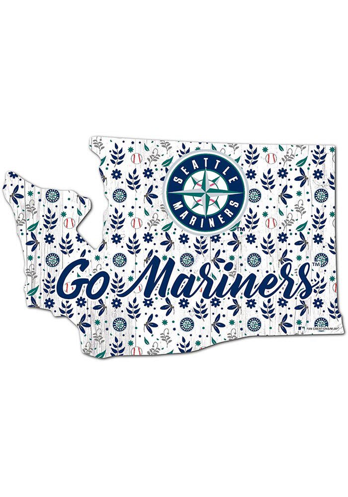 Seattle Mariners Floral State Sign NAVY