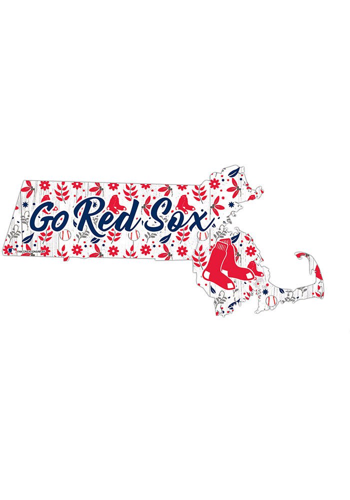Boston Red Sox Floral State Sign Red - 32623766