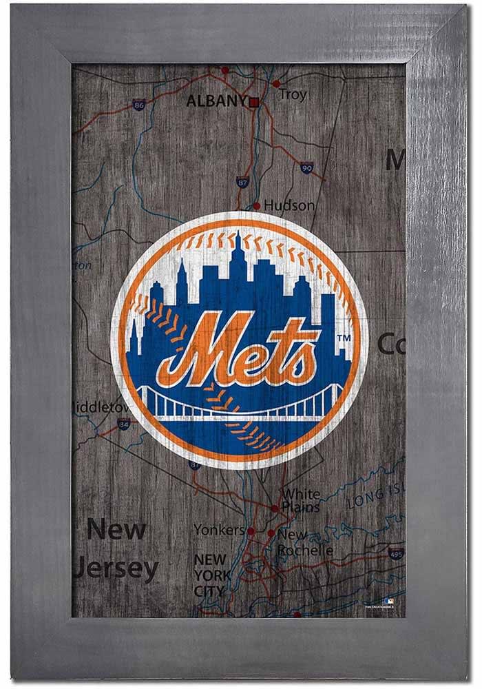 New York Mets City Map Sign Blue
