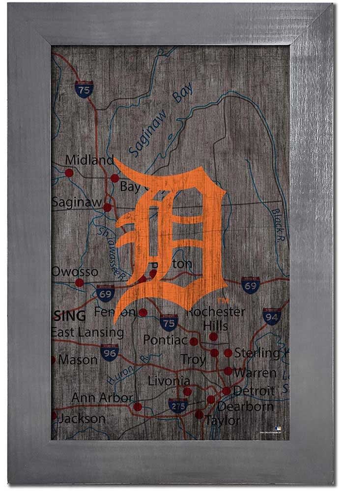 Detroit Tigers City Map Sign NAVY