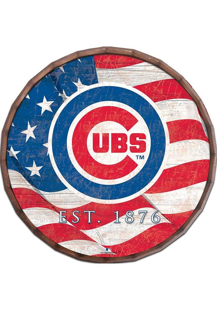 Chicago Cubs Flag 24 Inch Barrel Top Sign Blue