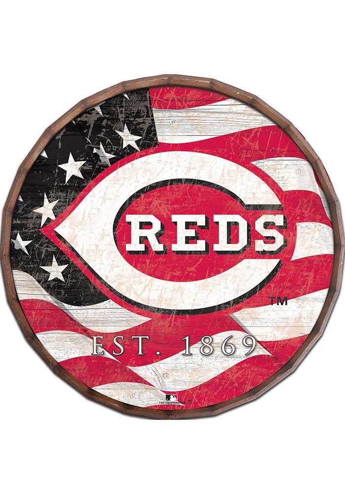 Cincinnati Reds Flag 24 Inch Barrel Top Sign RED