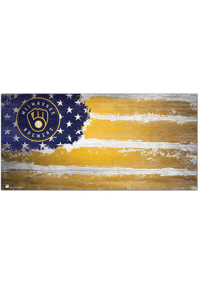 Milwaukee Brewers Flag 6x12 Sign NAVY - 32624060