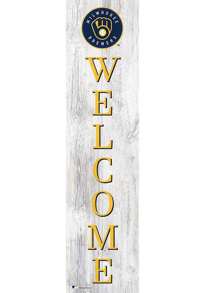 Milwaukee Brewers 48 Inch Welcome Leaner Sign NAVY - 32624171