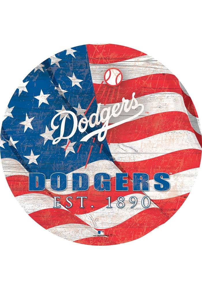 Los Angeles Dodgers Team Color Flag 12 Inch Circle Sign Blue