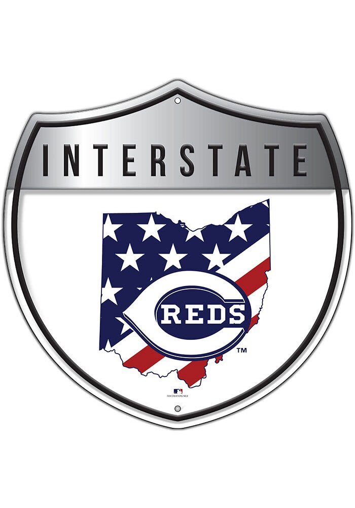 Cincinnati Reds 12 Inch Patriotic Interstate Metal Sign RED