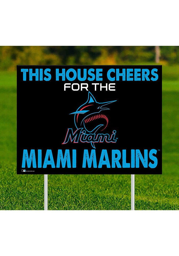 Miami Marlins Blue This House Cheers For Yard Sign - 32625585