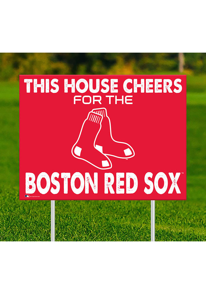 Boston Red Sox Red This House Cheers For Yard Sign - 32625594