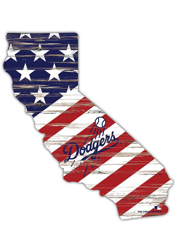 Los Angeles Dodgers 12 Inch USA State Cutout Sign Blue