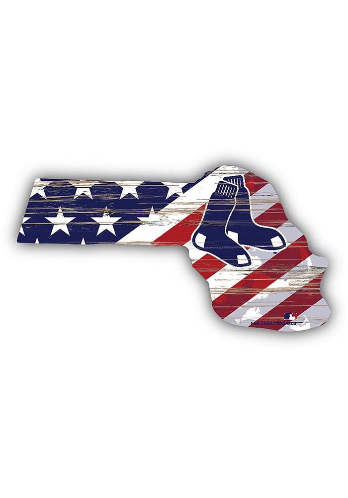 Boston Red Sox 12 Inch USA State Cutout Sign RED