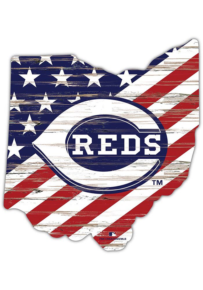 Cincinnati Reds 12 Inch USA State Cutout Sign RED