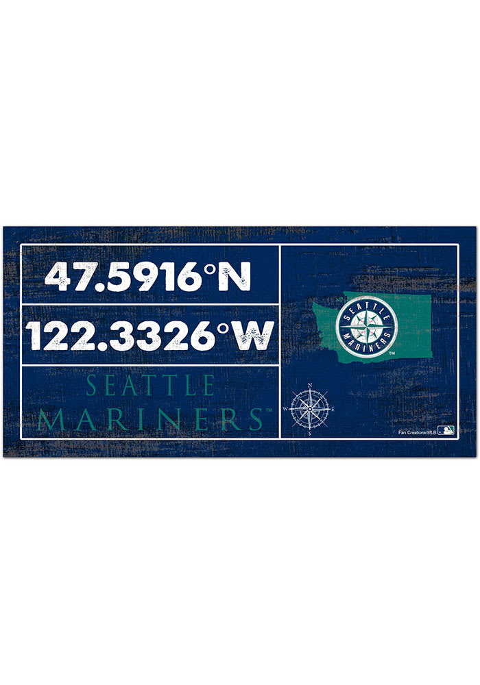 Seattle Mariners Horizontal Coordinate Sign NAVY