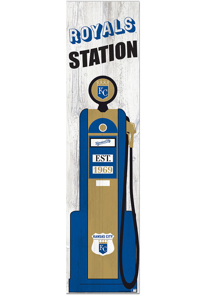 Kansas City Royals Retro Pump Leaner Sign Blue - 32625980