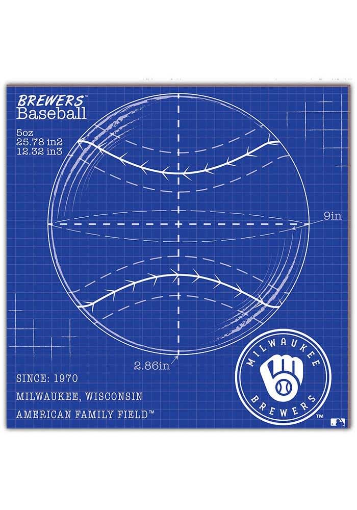 Milwaukee Brewers Ball Blueprint Sign NAVY