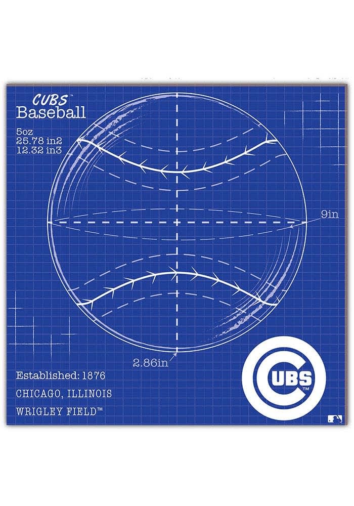 Chicago Cubs Ball Blueprint Sign BLUE - 32626494