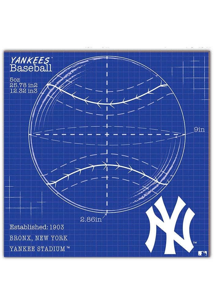 New York Yankees Ball Blueprint Sign Blue - 32626515