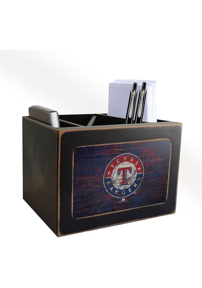 Texas Rangers Distressed Desktop Organizer Desk Accessory - Blue