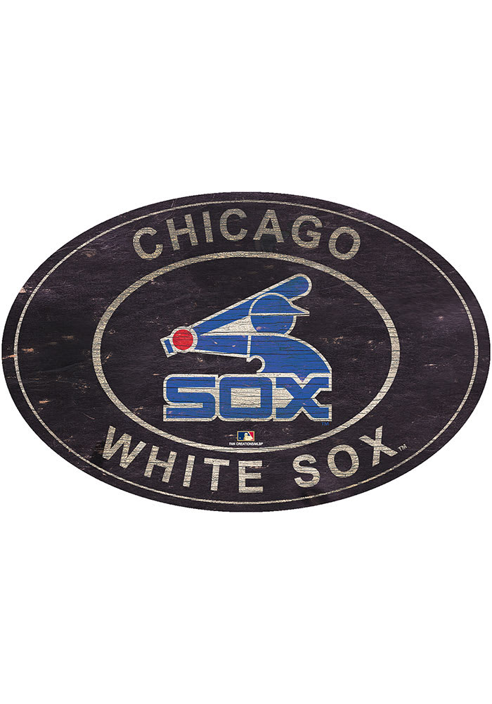 Chicago White Sox 46 Inch Heritage Oval Sign BLACK