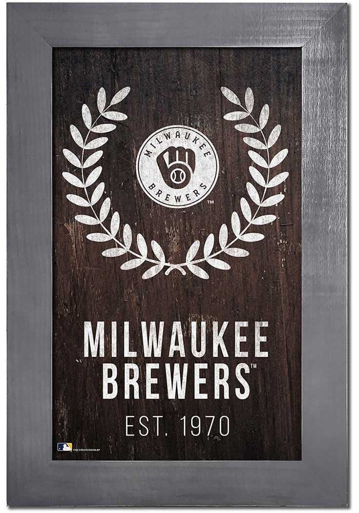 Milwaukee Brewers Laurel Wreath Sign NAVY