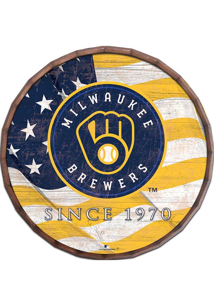 Milwaukee Brewers Flag 16 Inch Barrel Top Sign NAVY