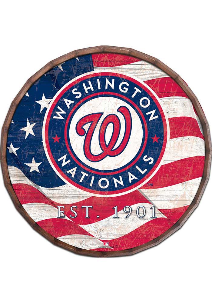 Washington Nationals Flag 16 Inch Barrel Top Sign RED