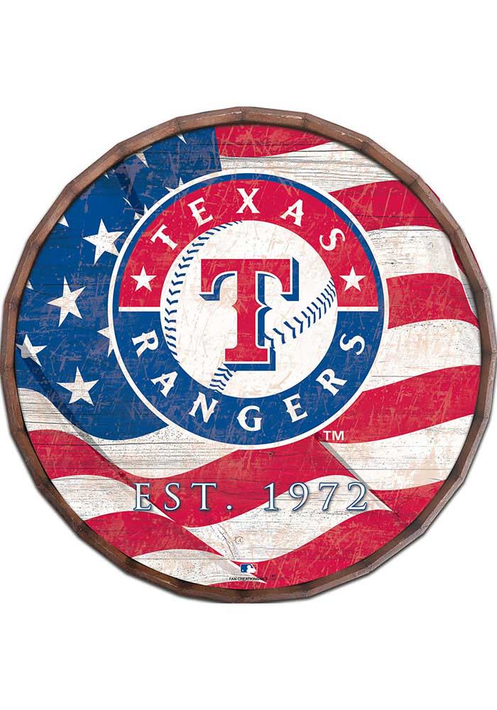 Texas Rangers Flag 16 Inch Barrel Top Sign NAVY