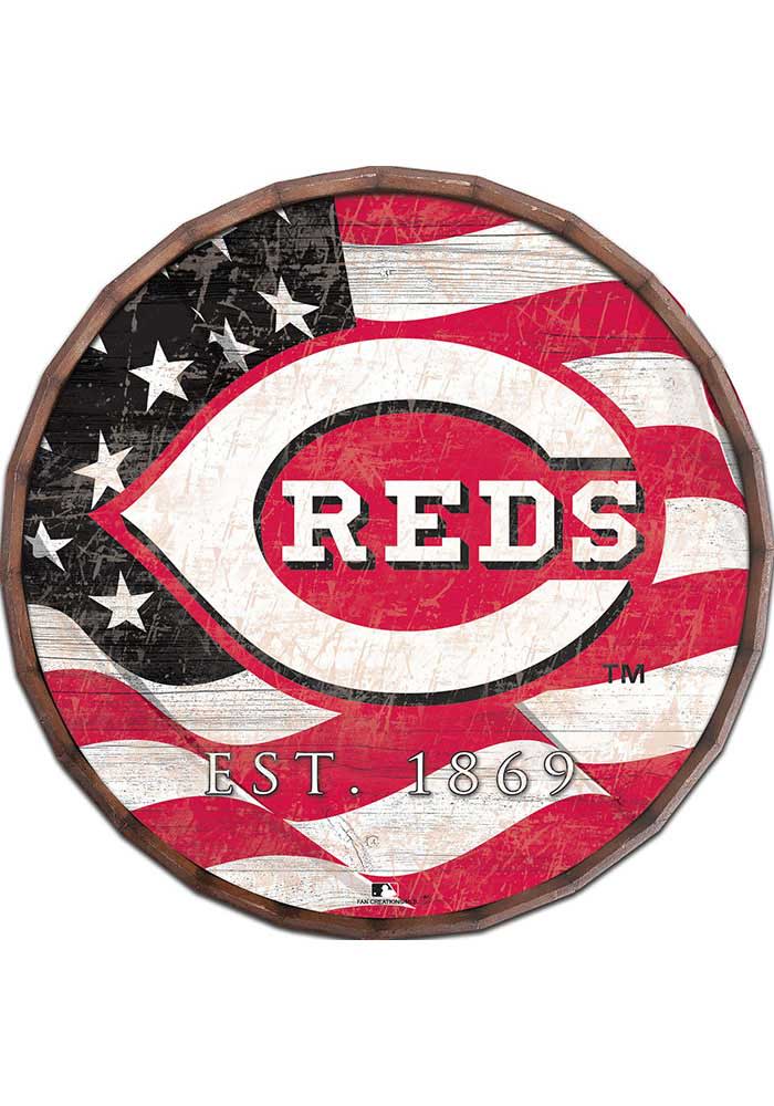 Cincinnati Reds Flag 16 Inch Barrel Top Sign RED