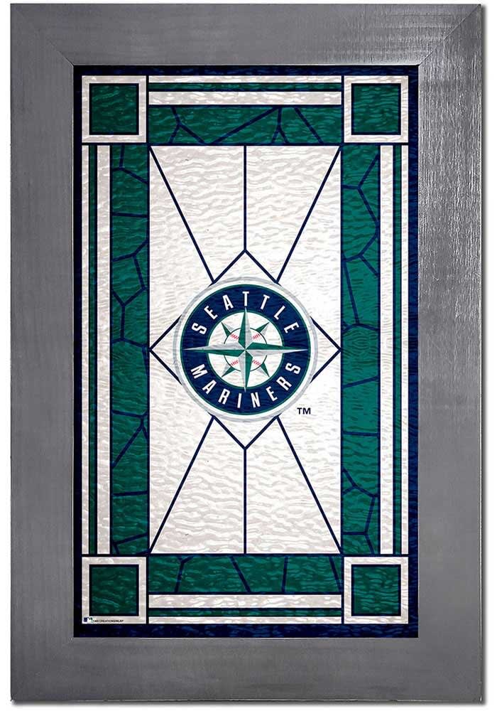 Seattle Mariners Stained Glass Frame Sign NAVY - 32627378