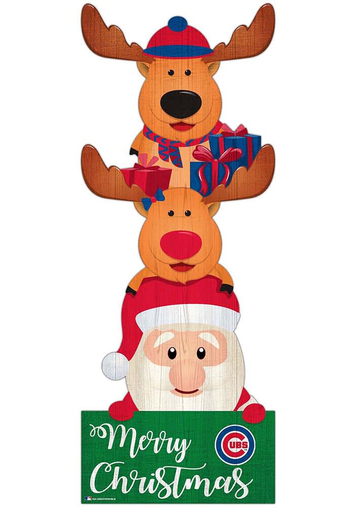 Chicago Cubs 31 Inch Santa Stack Leaner Sign Blue