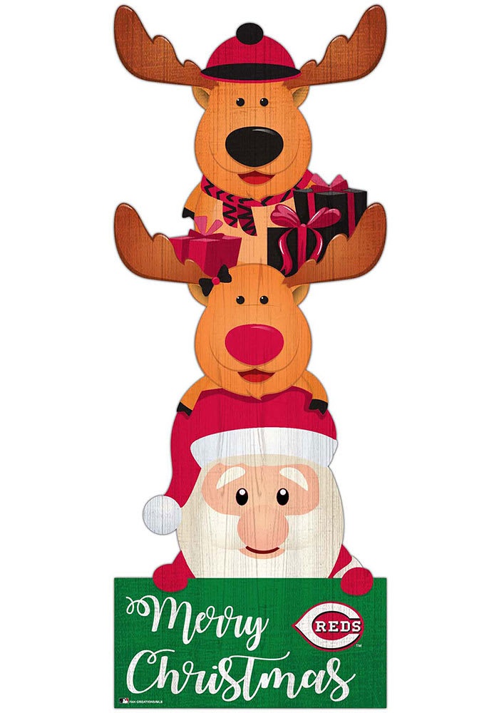 Cincinnati Reds 31 Inch Santa Stack Leaner Sign RED