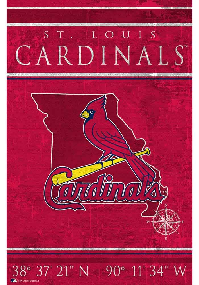 St Louis Cardinals Coordinates 17x26 Sign RED