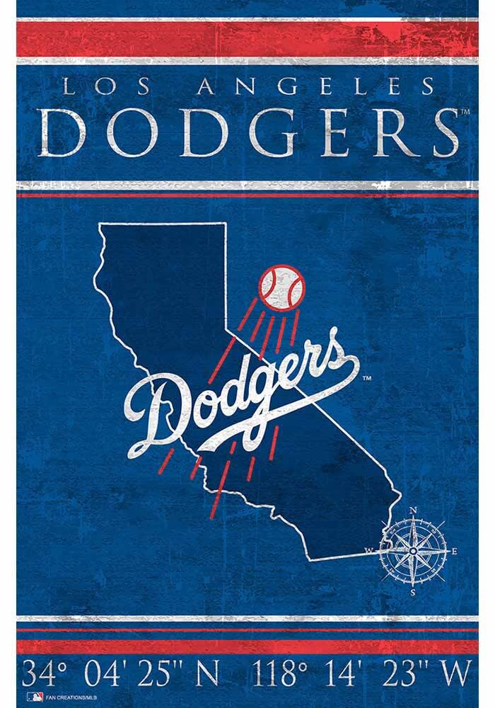 Los Angeles Dodgers Coordinates 17x26 Sign BLUE - 32627743