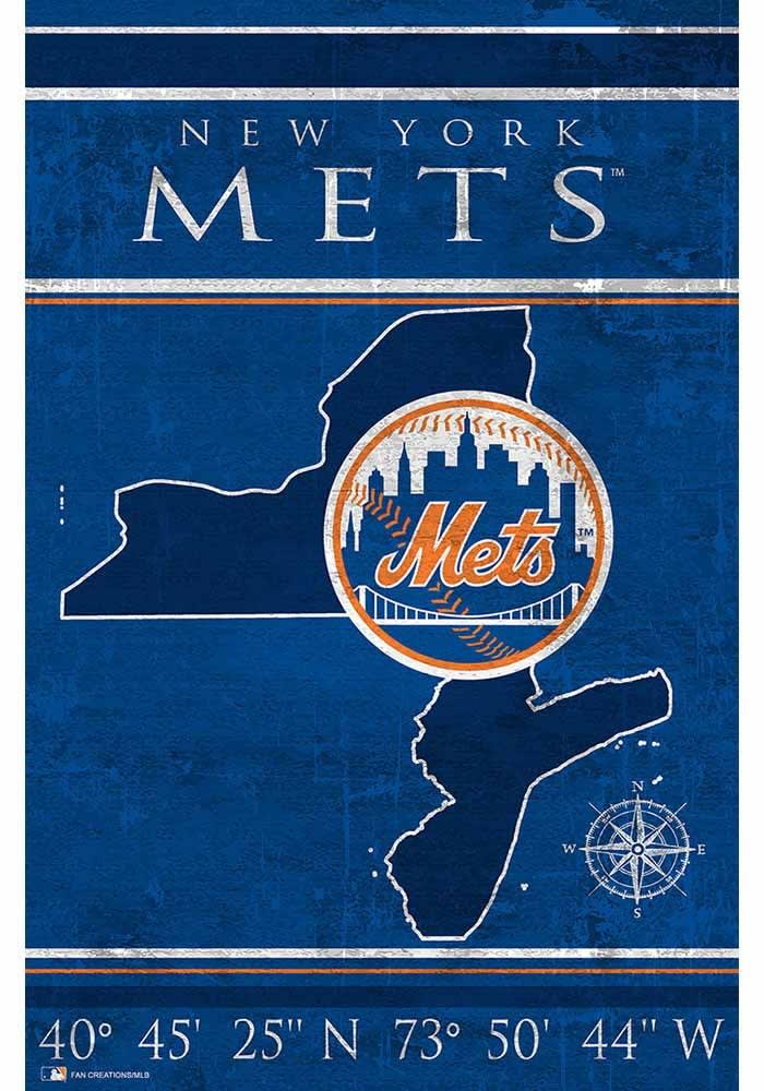 New York Mets Coordinates 17x26 Sign BLUE - 32627747