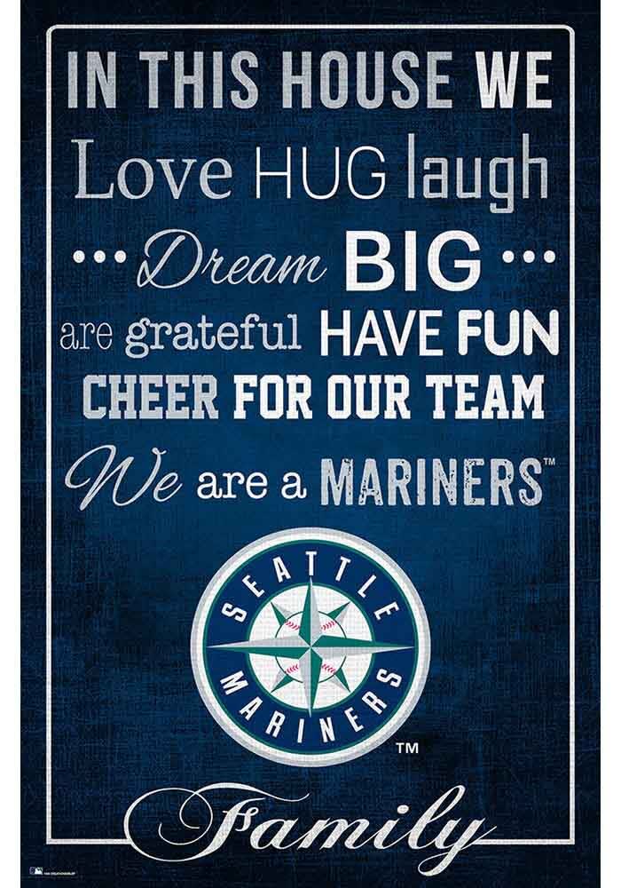 Seattle Mariners In This House 17x26 Sign NAVY