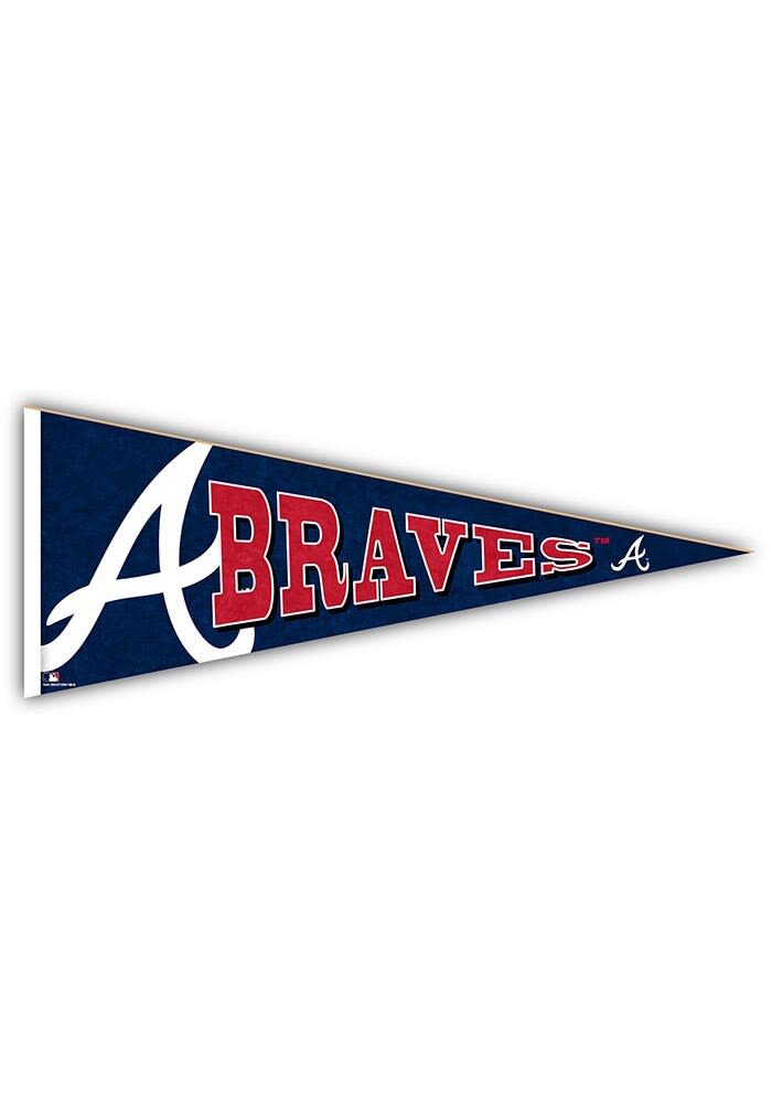 Atlanta Braves Wood Pennant Sign Blue