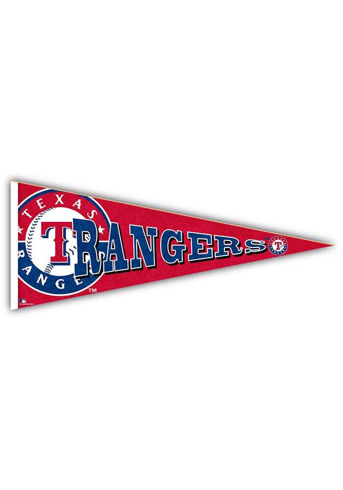Texas Rangers Wood Pennant Sign Blue