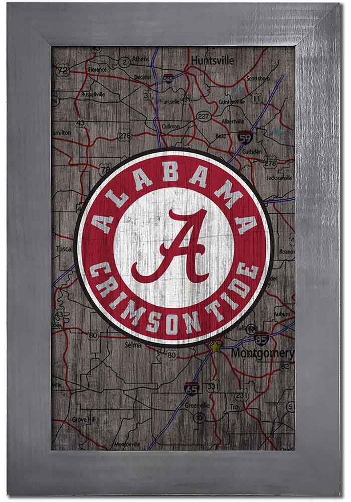 Alabama Crimson Tide City Map Sign Red - 32629139