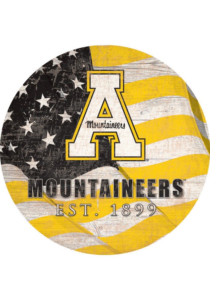 Appalachian State Mountaineers Team Color Flag 12 Inch Circle Sign BLACK