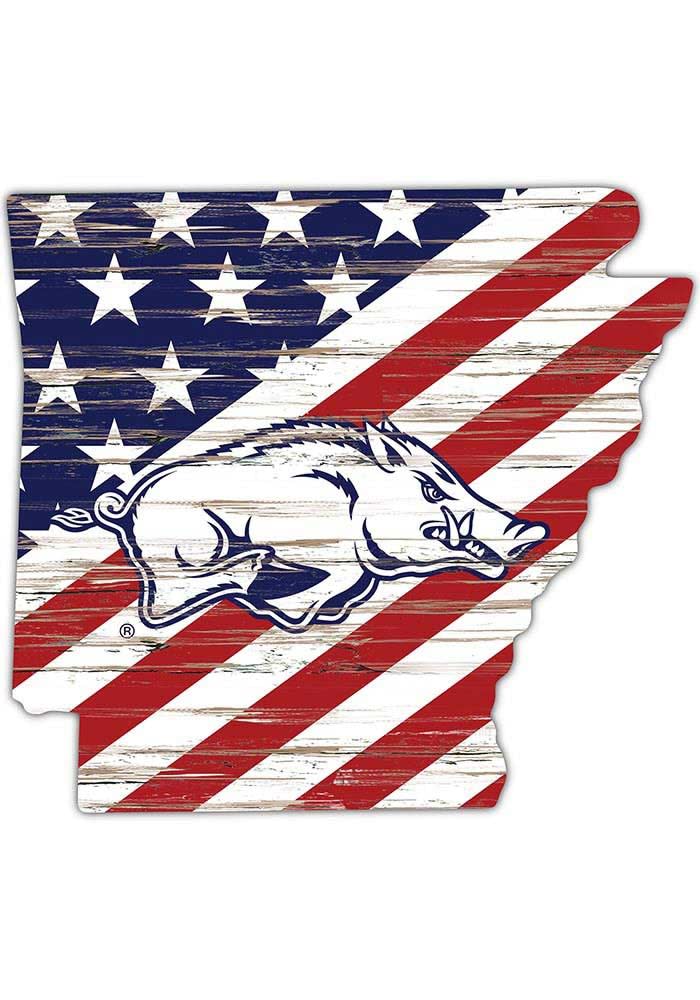 Arkansas Razorbacks 12 Inch USA State Cutout Sign Red - 32629837