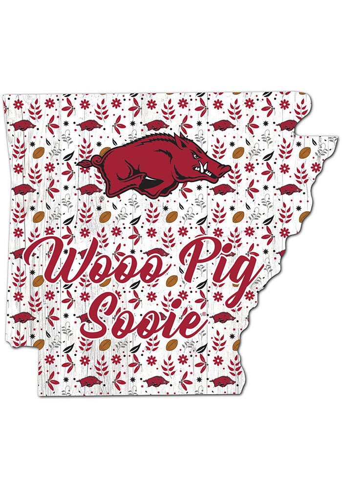 Arkansas Razorbacks Floral State Sign Red - 32629845