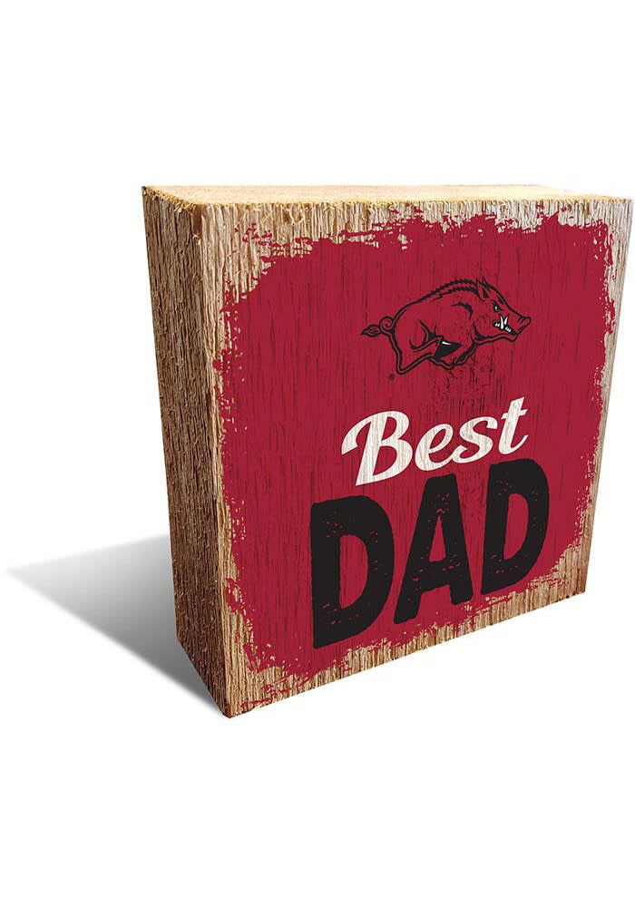 Arkansas Razorbacks Best Dad Block Sign Red - 32629870