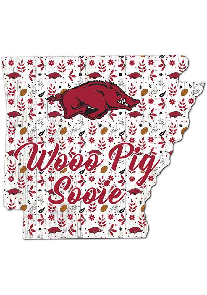 Arkansas Razorbacks Red 24 Inch Floral State Wall Art - 32629983