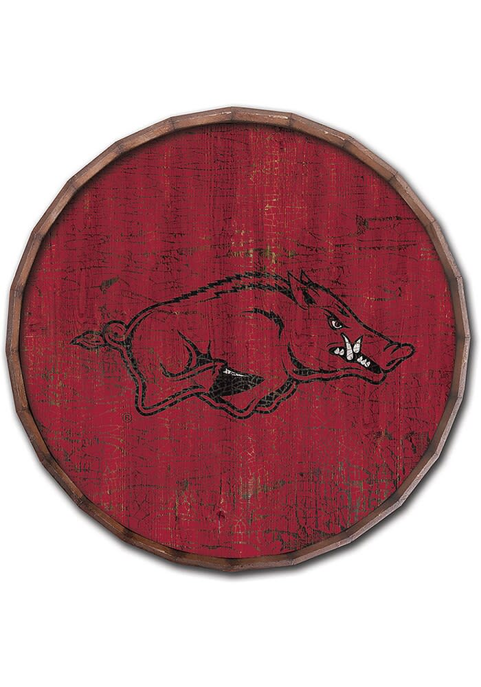 Arkansas Razorbacks Cracked Color 16 Inch Barrel Top Sign Red - 32629986