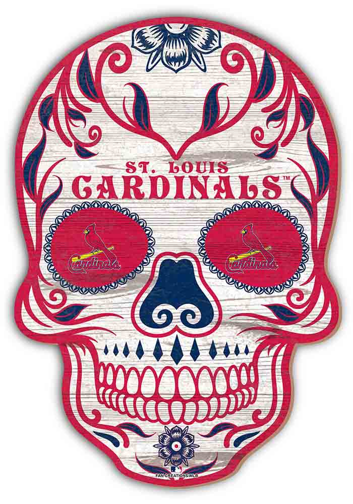 St Louis Cardinals 12 inch Sugar Skull Sign Red - 3267639