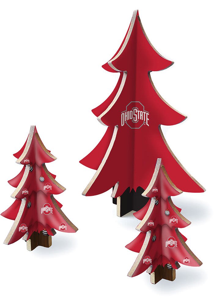 Ohio State Buckeyes Red 3 Piece Set Desktop Tree Set Decor - 3268394
