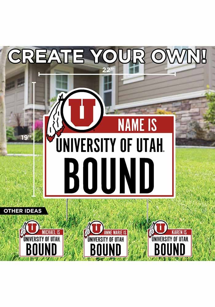 Utah Utes White Personalized School Bound Yard Sign - 328002097