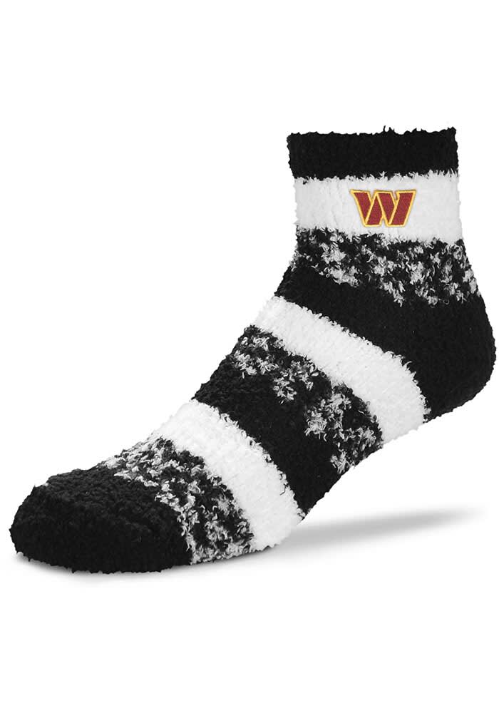 Washington Commanders BLACK Pro Stripe Fuzzy Womens Quarter Socks - 3284734