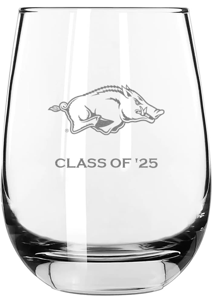 Arkansas Razorbacks CLEAR Class of 2025 15oz Stemless Wine Glass - 3294599